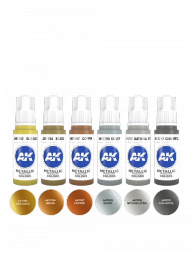 Barvicí sada AK - Metallics colors set - Xzone.cz